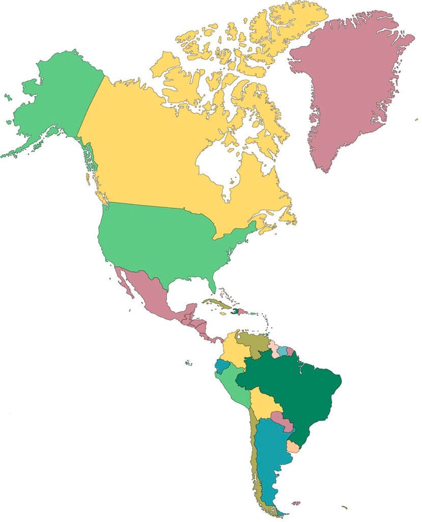 Mapa de América: Político y Físico (Mudo y con Nombres) + Países