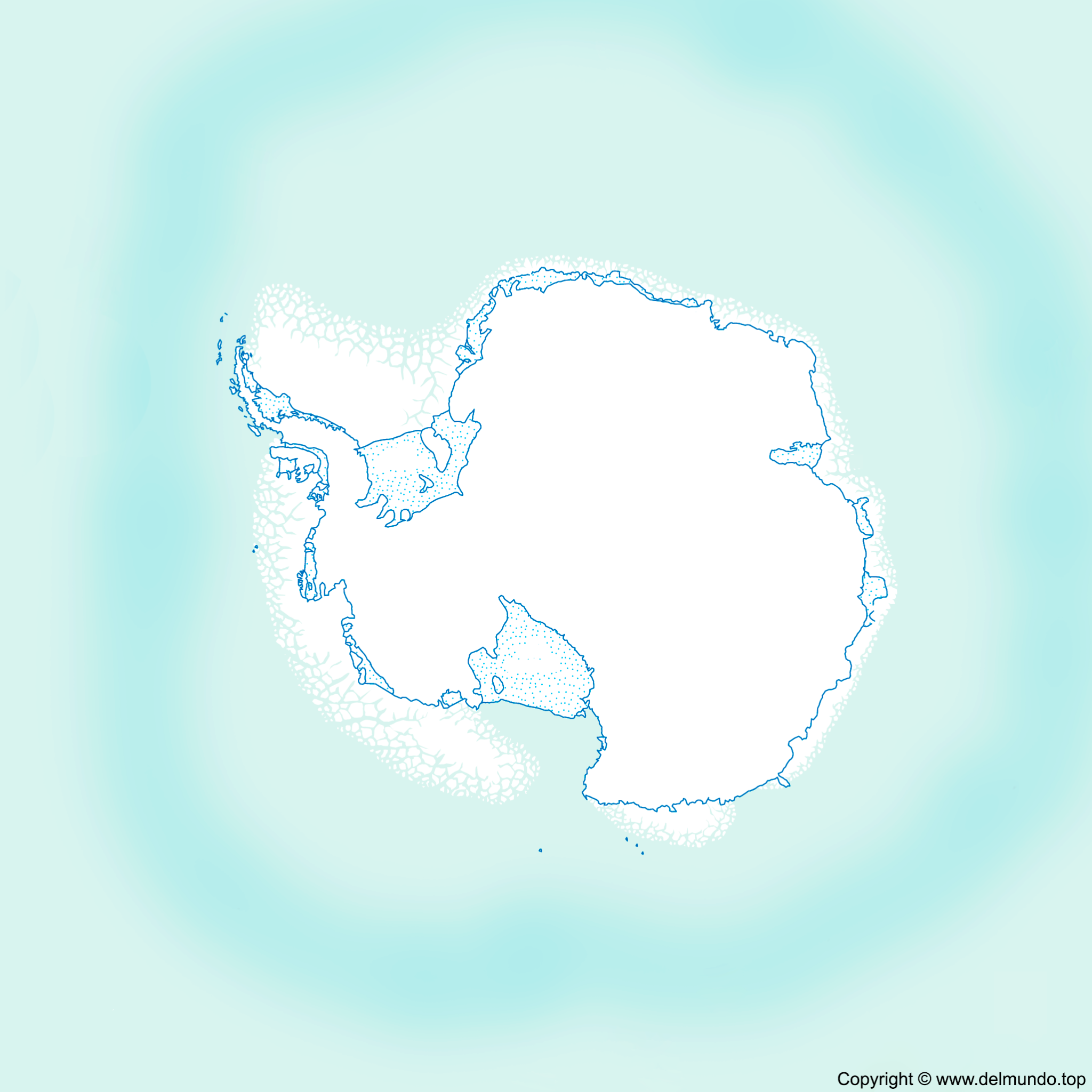 Mapa de la Antártida: Político, Físico, Mudo, Bases y Temperatura